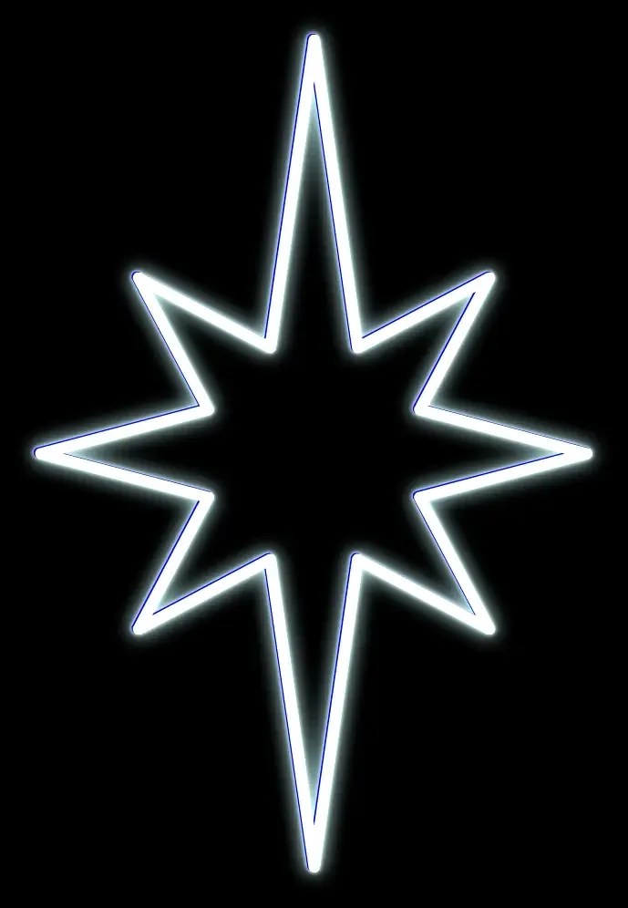 LED světelná hvězda, závěsná 3D tisk, 78x103 cm, ledově bílá, bílá