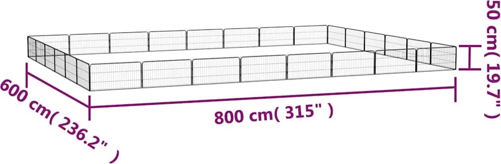 28panelová ohrádka pro psy černá 100 x 50 cm práškovaná ocel 3115972