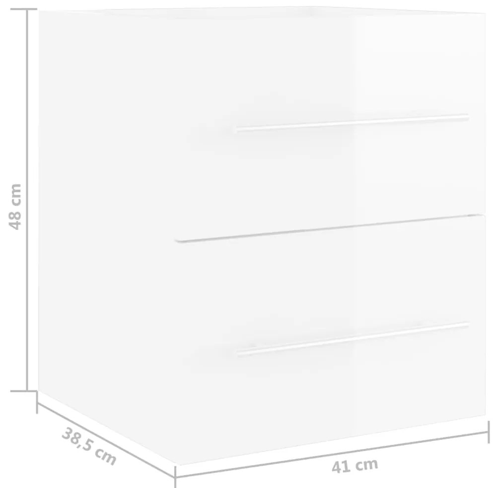 Skříňka pod umyvadlo bílá vysoký lesk 41x38,5x48 cm dřevotříska - Default Title