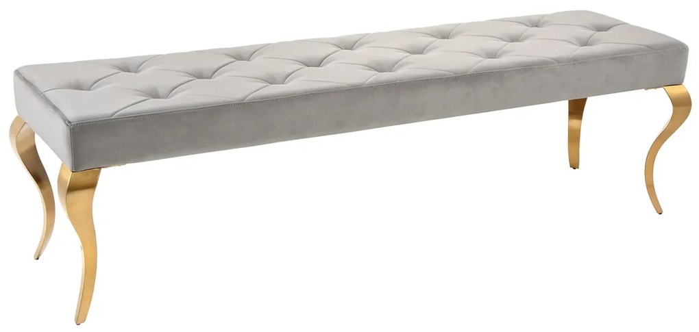 Designová lavice Rococo 172 cm šedá / zlatá