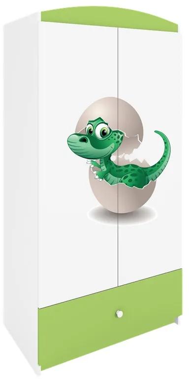 Dětská skříň Babydreams 90 cm dinosaurus zelená
