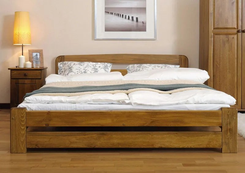 Masivní dřevěná postel LIDA 160x200 cm moření dub -