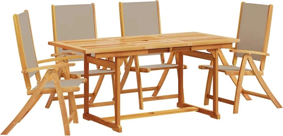 5dílný zahradní jídelní set masivní akáciové dřevo a textilen 3279324