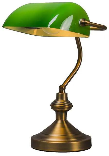 Chytrá klasická stolní lampa bronzová se zeleným sklem včetně Wifi A60 - Banker