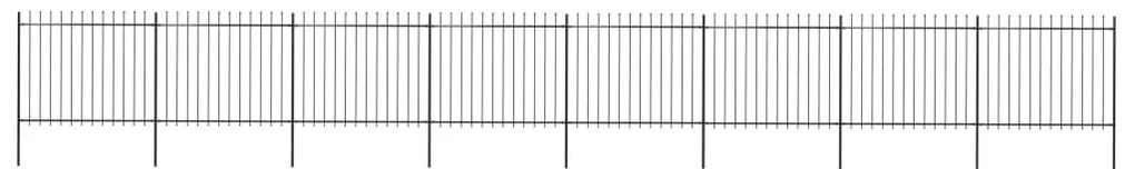 Zahradní plot s kopím nahoře ocelový 1426 x 150 cm černý