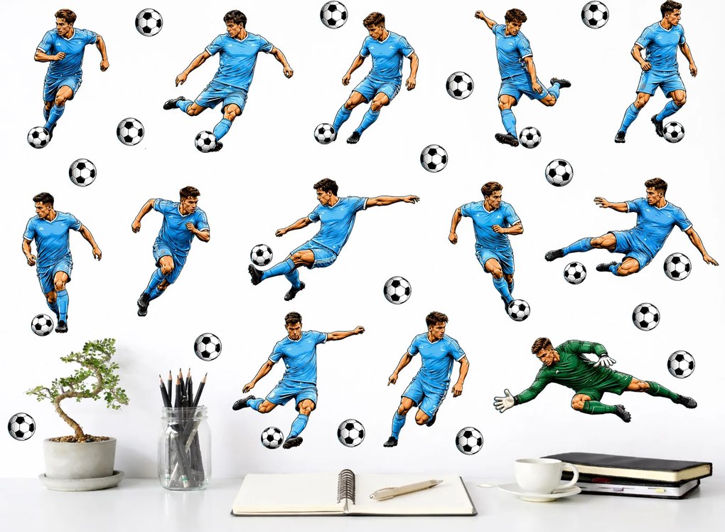 Sada fotbalistů barva na přání fotbalové samolepky na zeď arch 131 x 130 cm