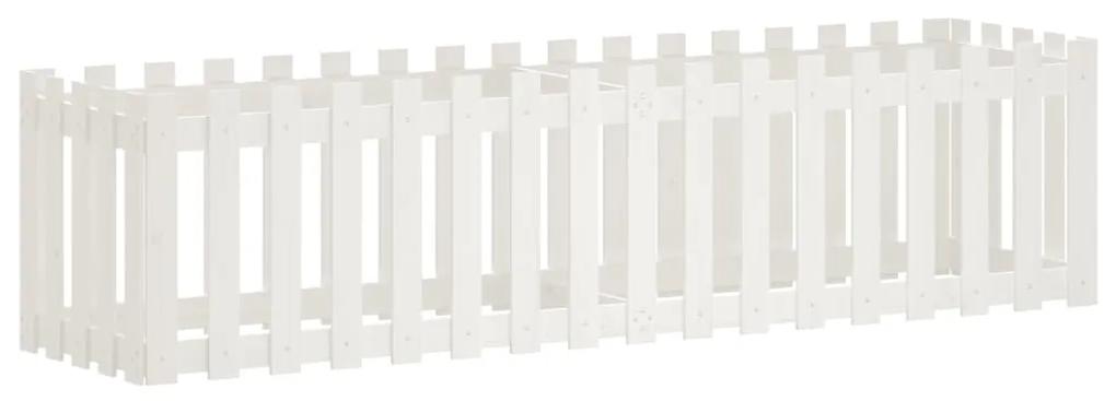 Vyvýšený záhon plotový design bílý 200x50x50 cm masiv borovice,  832508