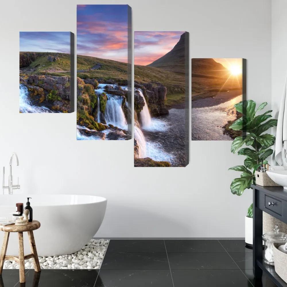 Vícedílný obraz Kirkjufell Hora S Vodopády Nedostatek Nedostatek Plátno Canvas 240x150