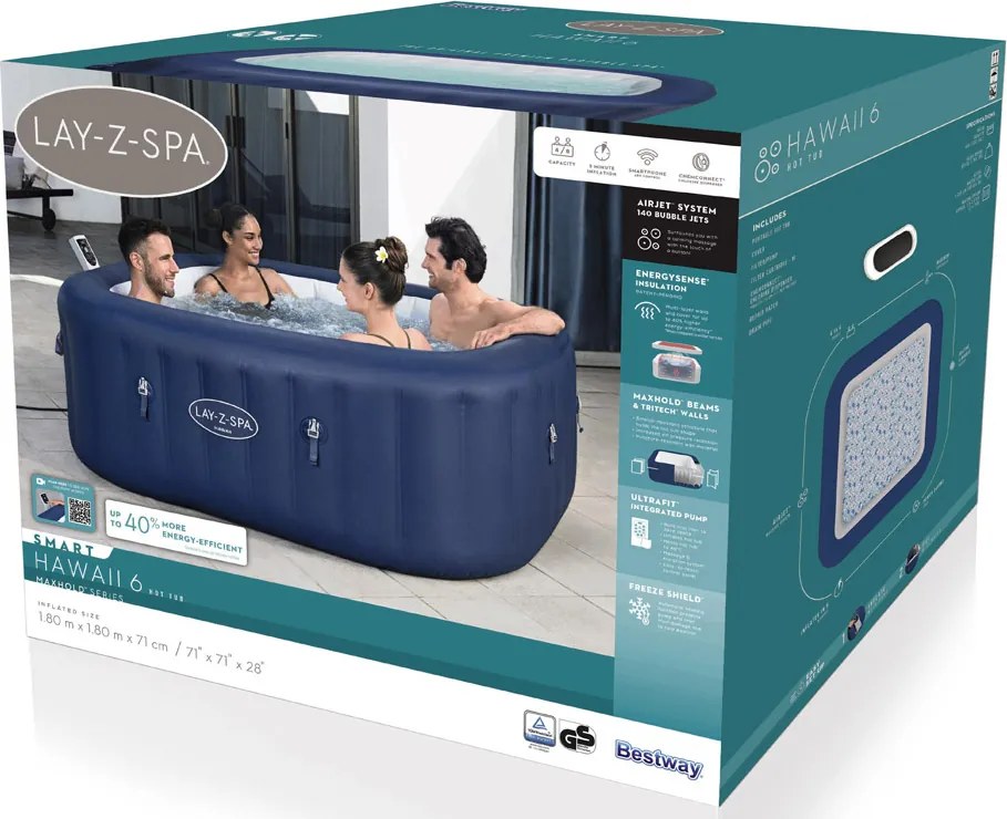 Bestway Vířivka Lay-Z-Spa HAWAII 6001H, hydromasáž, vestavěné čerpadlo, WiFi, aplikace J-6001H