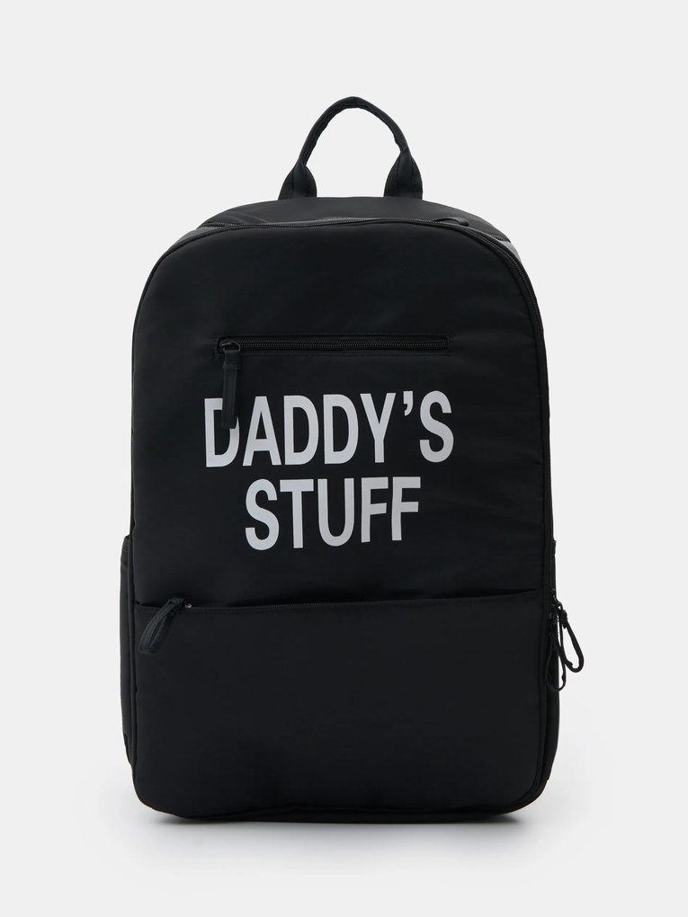 Sinsay - Batoh s přebalovací podložkou a nápisem Daddy’s stuff - černá