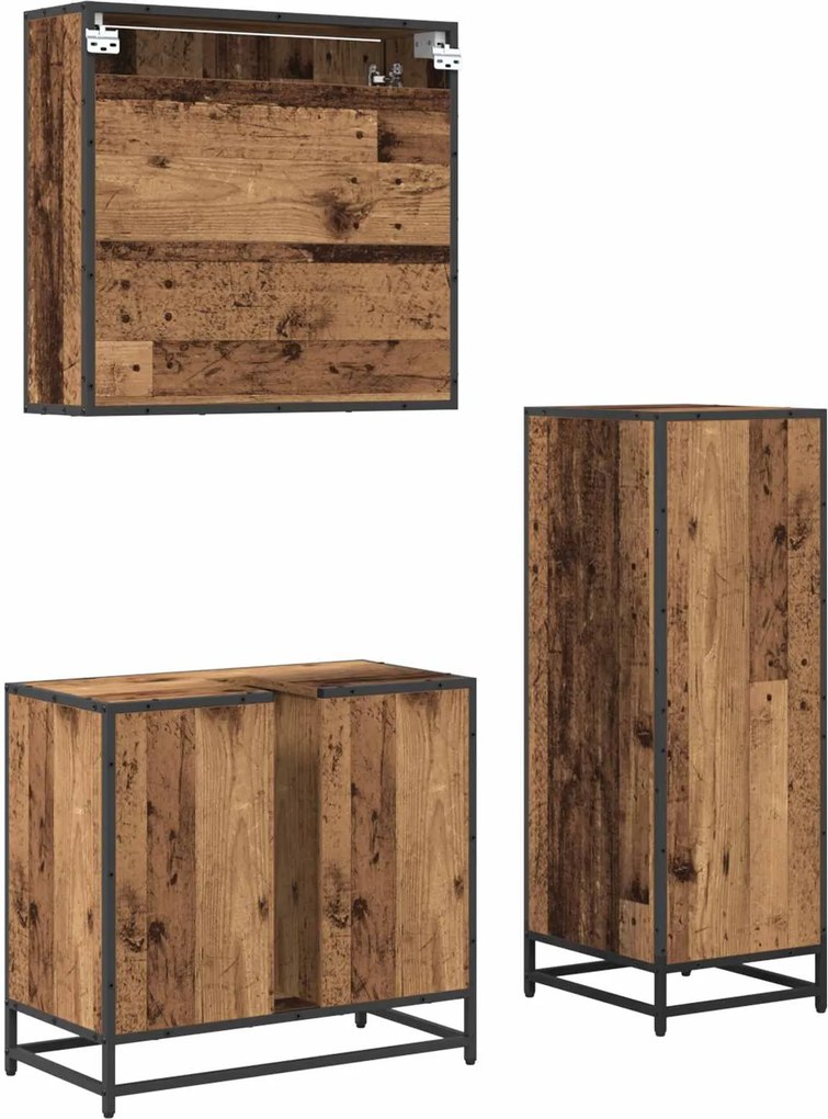 Sada koupelnového nábytku 3 ks Staré dřevo 65 x 33 x 60 cm 3402369