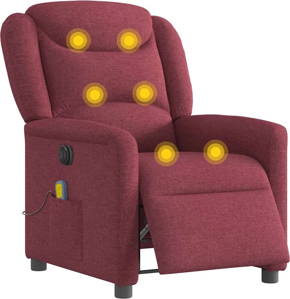Elektrické masážní polohovací křeslo vínové textil 3303187
