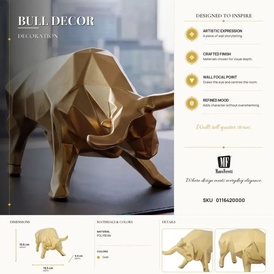 Dekorativní soška Bull 19,5 cm zlatá