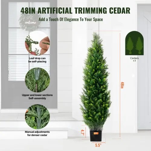 2 Kusů 1,2 m Umělý cedr Topiary Strom Umělá rostlina UV Dekor vnitřní/venkovní