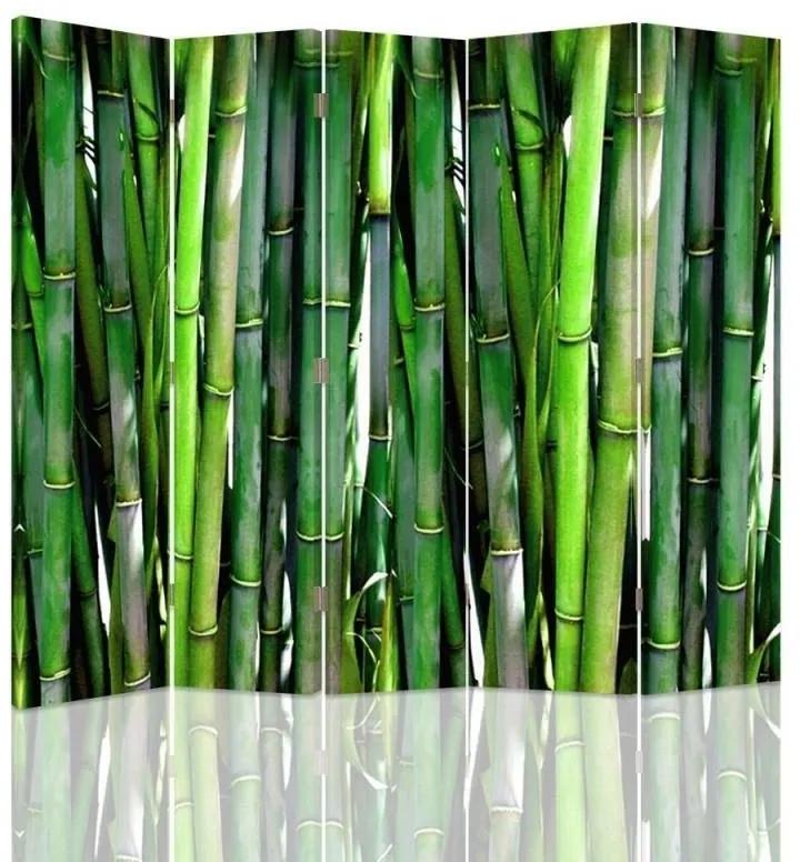 Ozdobný paraván, Bambus - 180x170 cm, pětidílný, obustranný paraván 360°