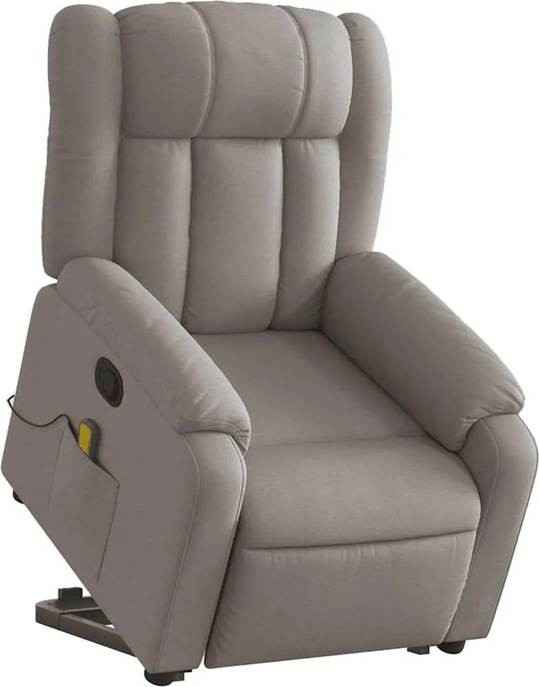 Zvedací masážní polohovací křeslo taupe textil 3205336