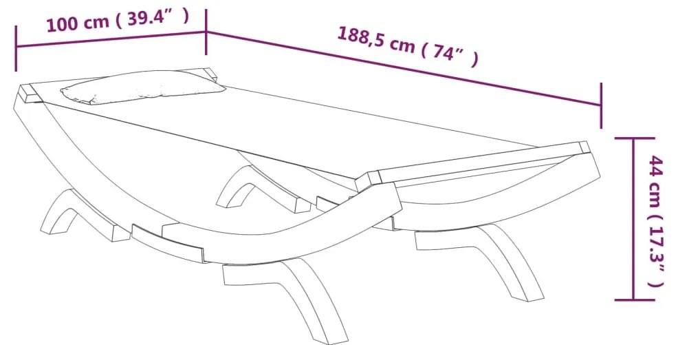 vidaXL Marketos Zahradní lehátko 100 x 188,5 x 44 cm ohýbané dřevo antracitové