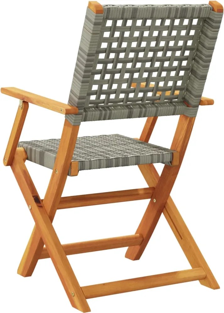 Skládací židle 6 ks, šedý polyratan a masivní dřevo 3214560