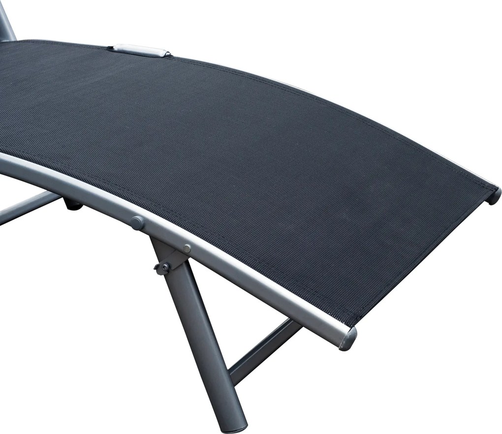 Outsunny skládací zahradní lehátko s polštářem 137x63,5x100,5cm kov a látka černá na pláž a terasu | Aosom.de