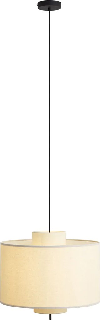 Japandi závěsná lampa černá s bílým lněným stínidlem 50cm - Rieu