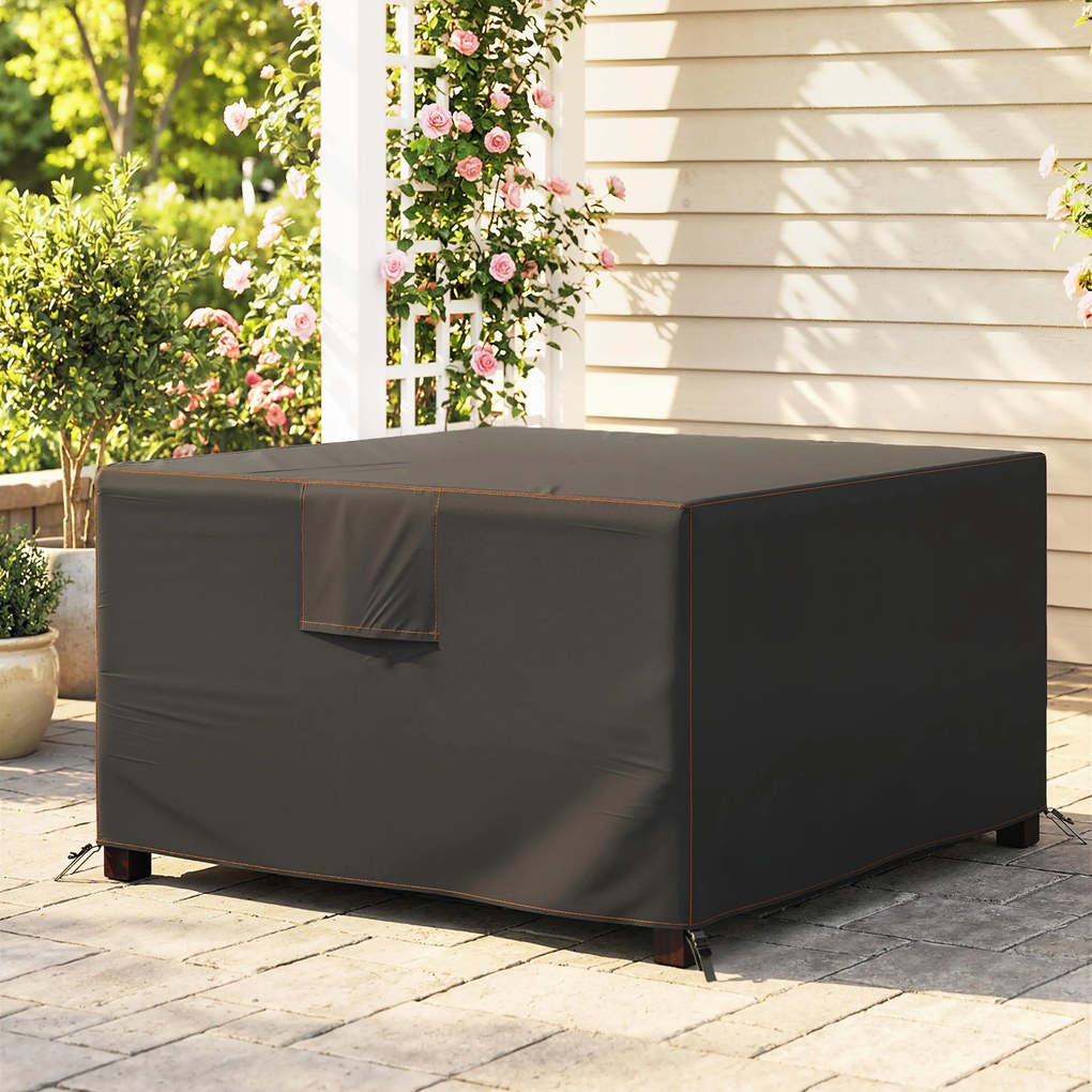 Outsunny Ochranný kryt na zahradní nábytek Zimní nepromokavý kryt Anti-UV plachta 420D Oxford tkanina 125x125x74cm černá