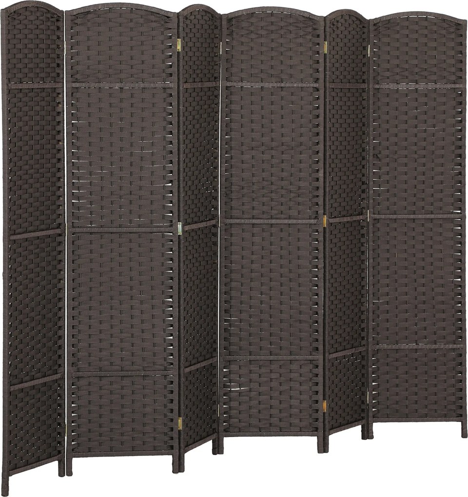HOMCOM 6-panelový skládací paravan 240x170 cm pro obývací pokoj, ložnici a kancelář, hnědý