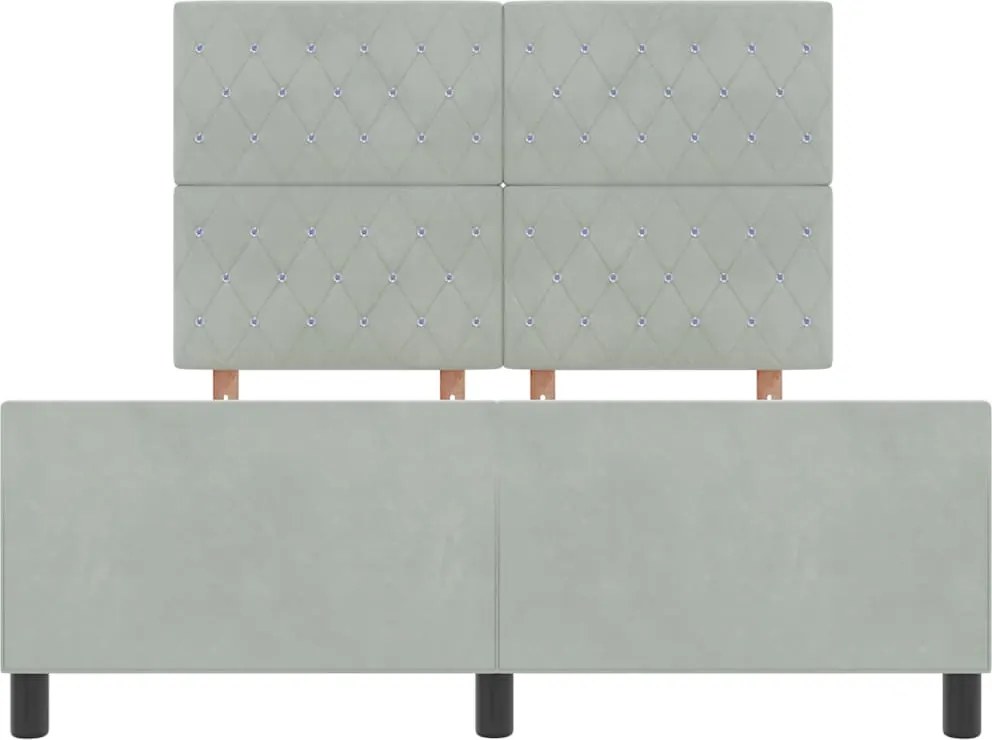 Postel s boxspringem s čelo Světle šedá 160 x 200 cm samet 3344885