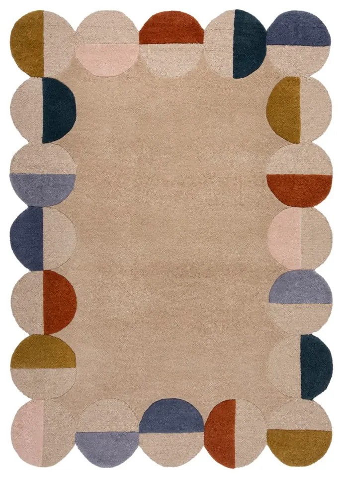 Béžový ručně tkaný vlněný koberec 160x230 cm Mia Scallop Frame – Flair Rugs