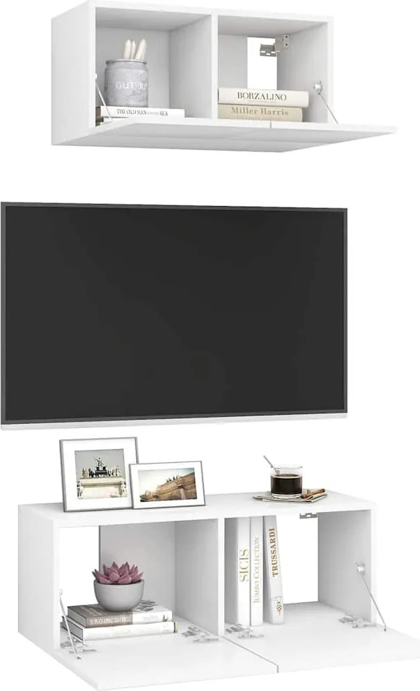 2dílný set TV skříněk bílý kompozitní dřevo 3078700