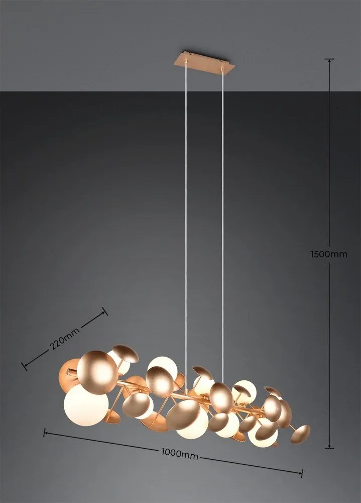 Závěsné svítidlo se skleněným stínidlem ve zlato-bílé barvě Bubble – Trio Select