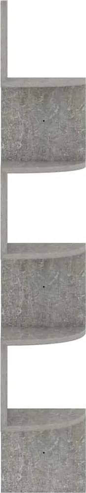 Nástěnná rohová police betonově šedá 19 x 19 x 123 cm kompozit 326835