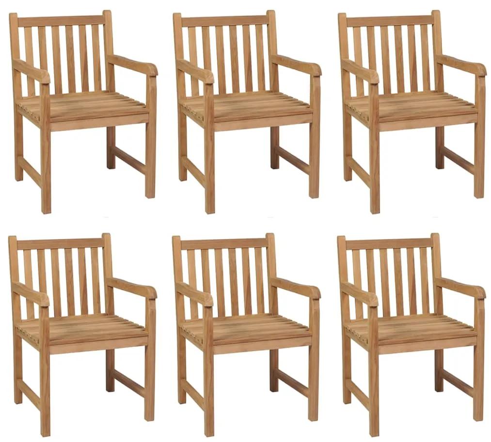vidaXL Zahradní židle 6 ks červené podušky masivní teakové dřevo
