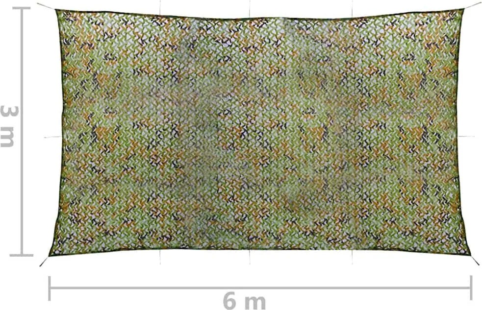 Maskovací síť s úložným pytlem 3 x 6 m zelená 135888