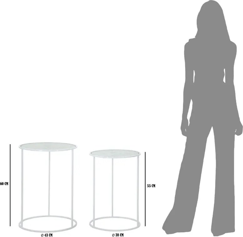 Sada odkládacích stolků Abrianna 43 cm bílá
