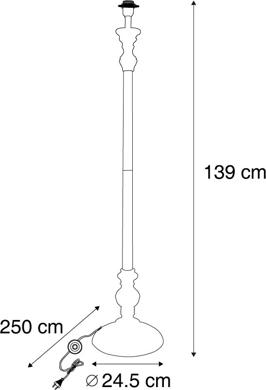 Klasická stojací lampa černá bez stínidla - Classico
