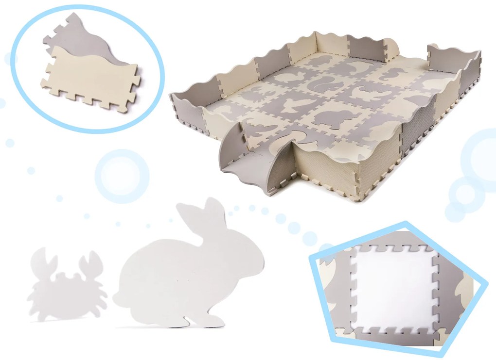 Creative Corner Pěnová podložka na skládání puzzlí/dětská ohrádka 36el. šedá-ecru