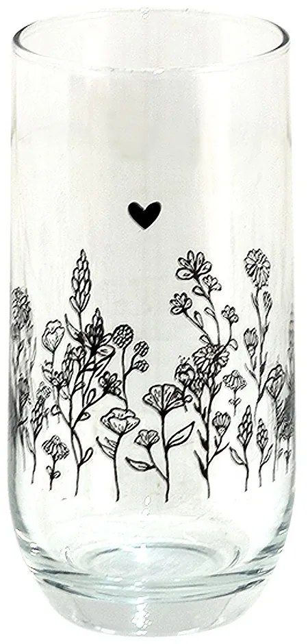 Sklenička na nápoj s květinami Flora And Fauna - Ø 6*14 cm / 280 ml