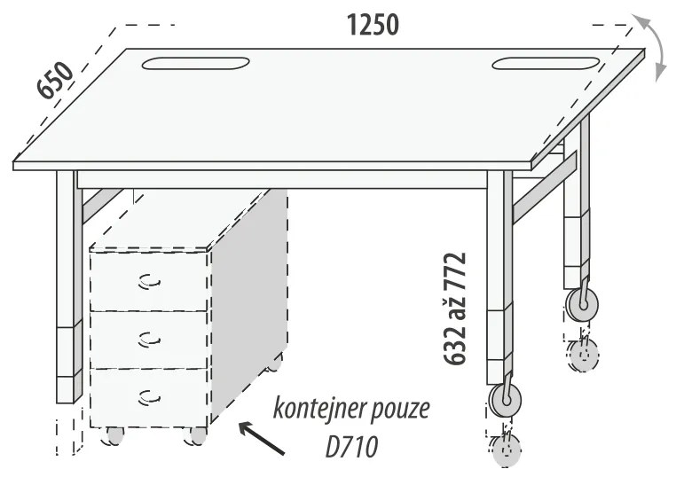 Psací stůl Domestav D701 Materiál: Buk cink, Barevne provedení: Olej