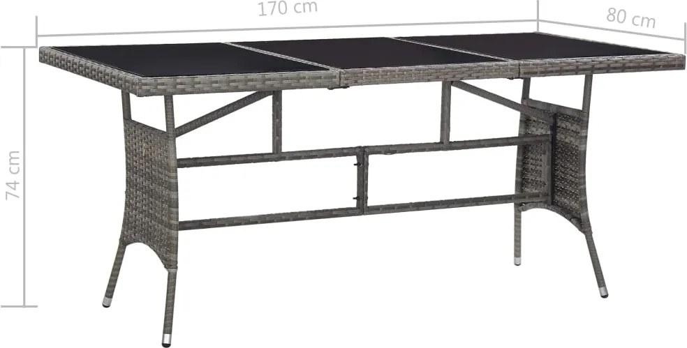 Zahradní stůl šedý 170 x 80 x 74 cm polyratan 318717