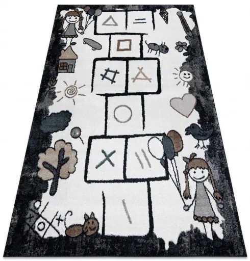 Dywany Łuszczów, Dětský kusový koberec Fun Hop black, 160x220, černobílá, dětský pokoj