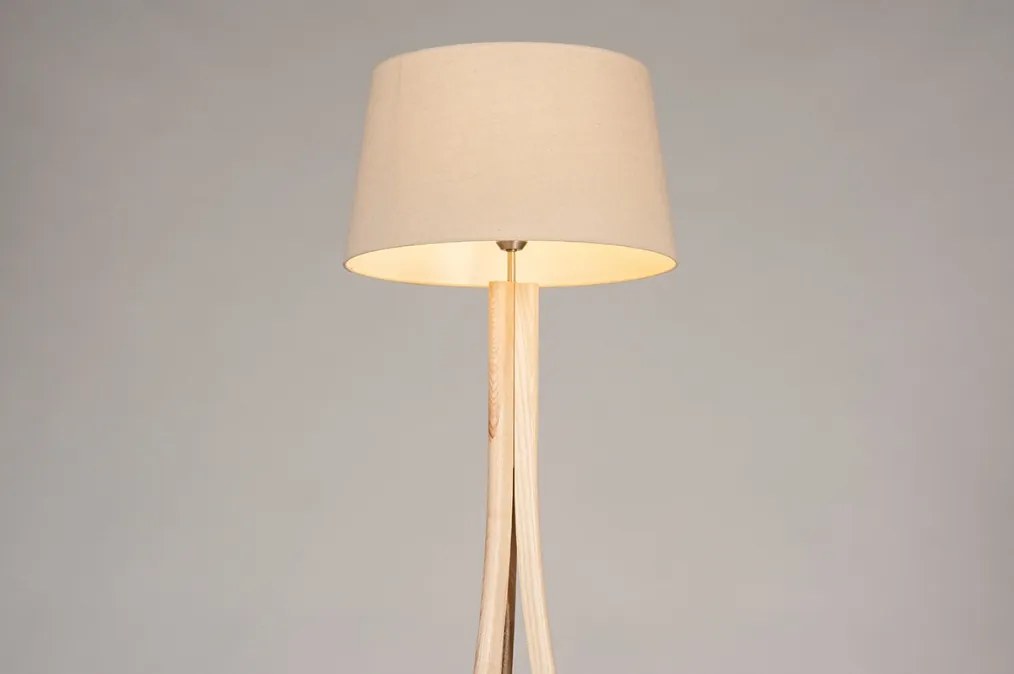Stojací designová lampa Arbon Taupe and Natur Wood