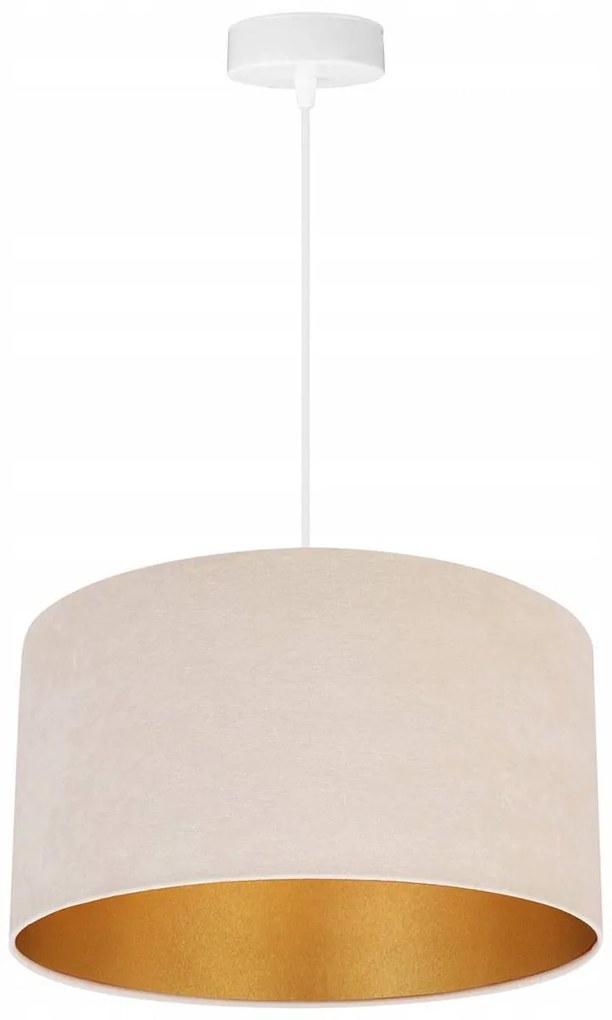 Závěsné svítidlo Mediolan, 1x světle béžové/zlaté textilní stínítko, (výběr ze 2 barev konstrukce), (fi 35cm)