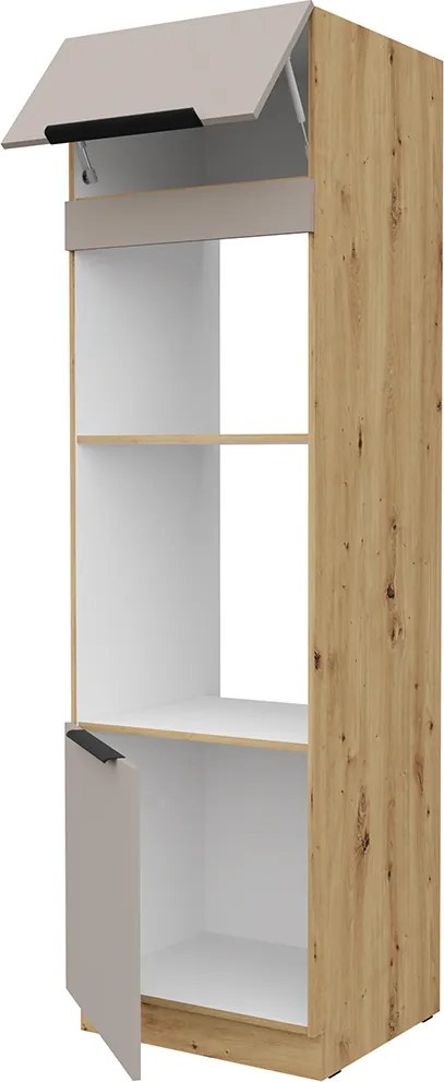 ARIA li | vysoká skříňka 60 DPM-210 2F na vestavnou troubu a mikrovlnku | 60 cm | ANTI FINGERPRINT povrch | artisan/béžová