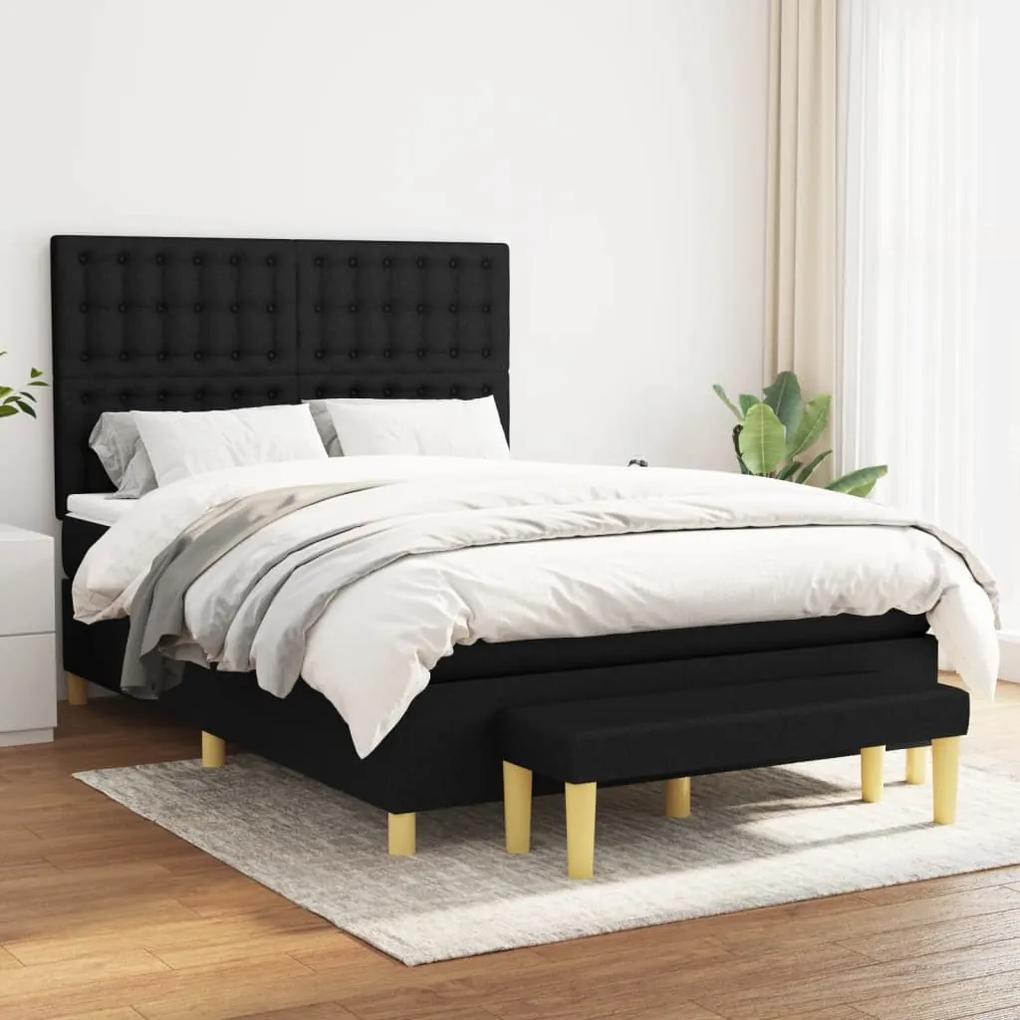 Box spring postel s matrací černá 140x200 cm textil,  3137479
