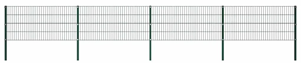Plotový panel se sloupky železný 694,5 x 80 cm zelený 278607