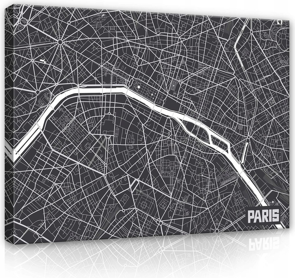 Obraz 100x75 Mapa Paříže Paříž město minimalismus geometrie Francie cestování