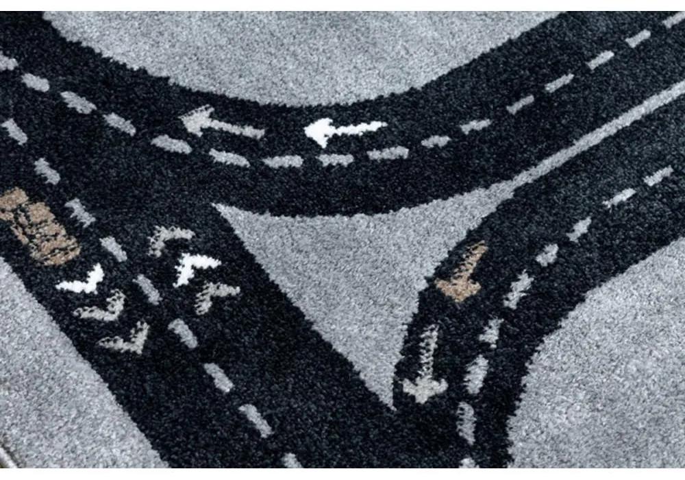 Dětský kusový koberec Závodní dráha šedý 120x170cm