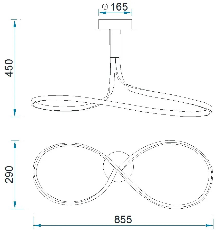 Mantra Nur, moderní svítidlo, 40W LED 3000K stmívatelné, stříbrná/chrom, délka 85cm, výška 45cm