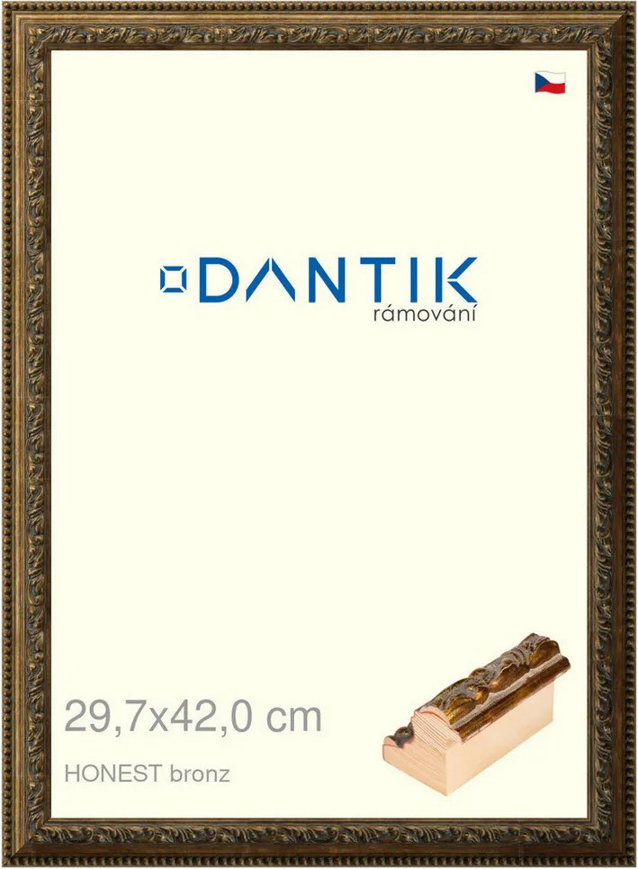 DANTIK rámeček 29,7x42 | HONEST malá vysoká bronz (Plexi Čiré)