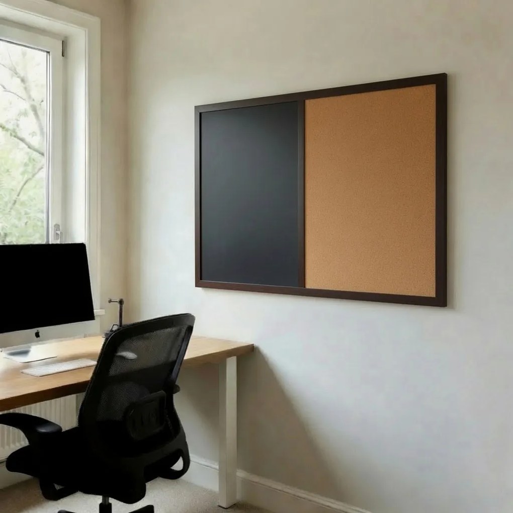 Toptabule.sk  Kombinovaná tabule černá v dřevěném rámu NATURE LINE Palisandr 120x90 cm